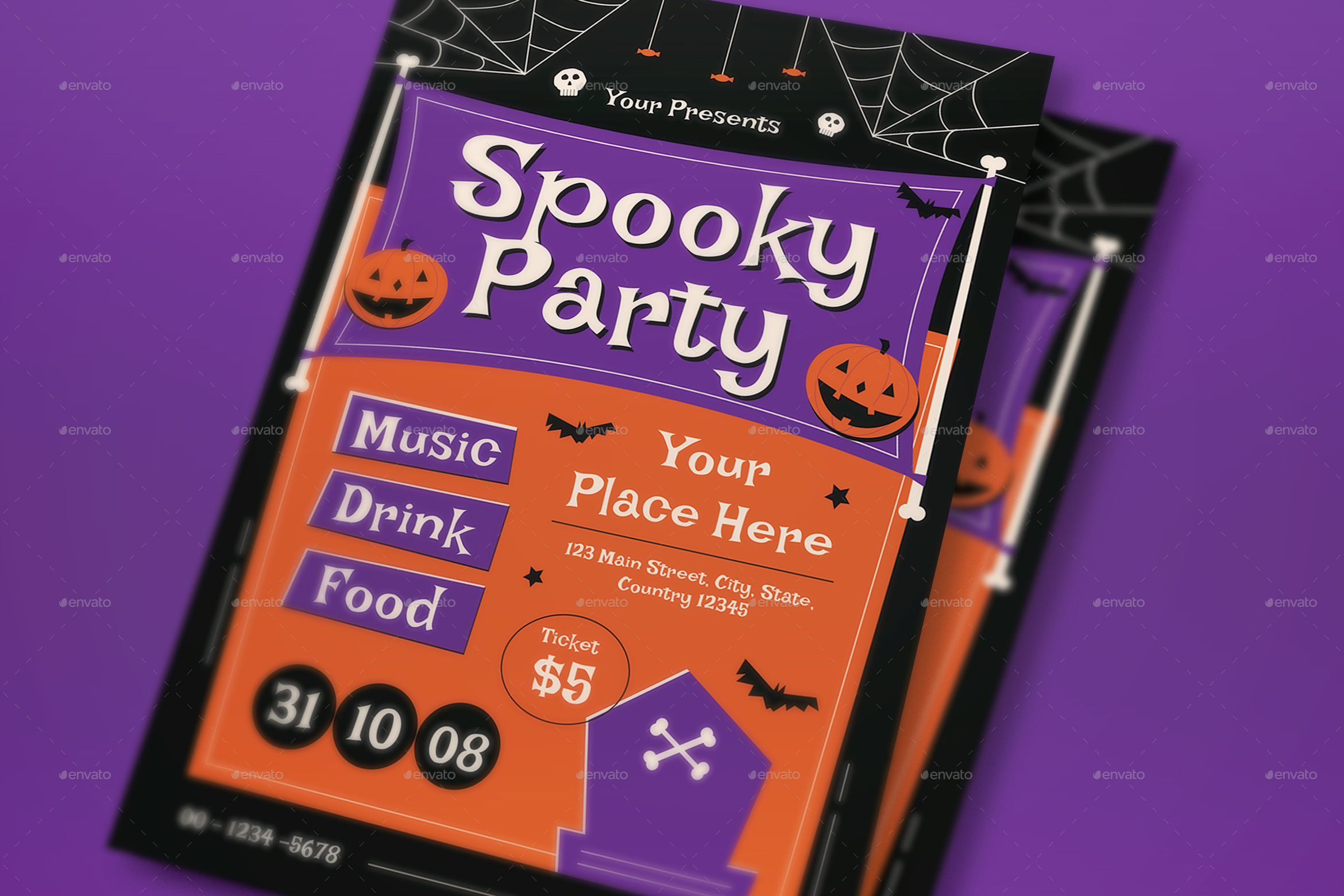 Black Hand Drawn Spooky Party Flyer Set, Print Templates | GraphicRiver