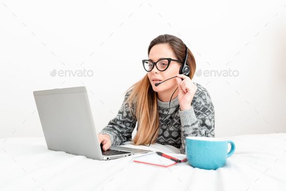 Callcenter Agent Working From Home, Student Preparing For Examinations ...