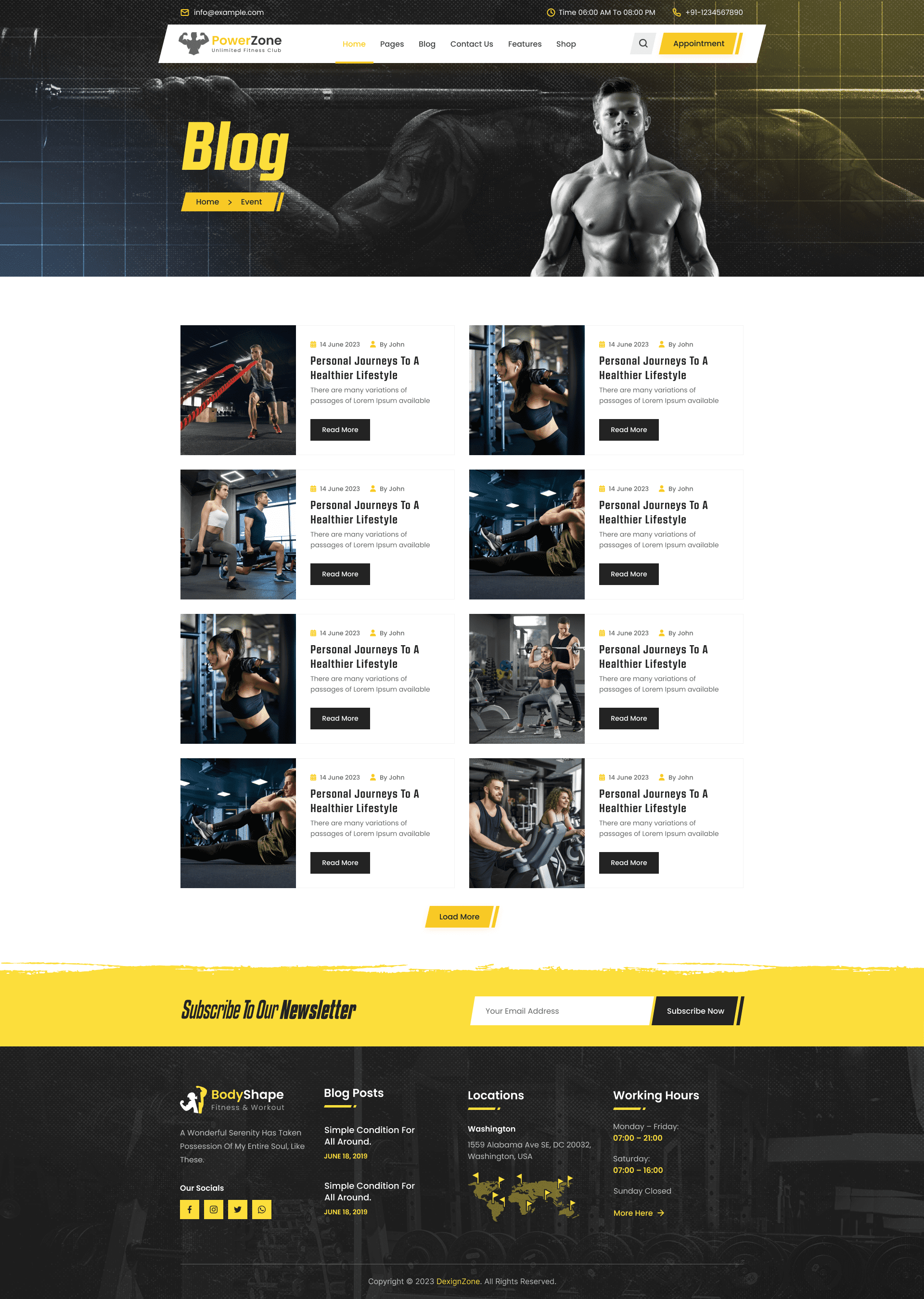 PowerZone - Fitness, Workout & Gym Figma Template by DexignZone ...