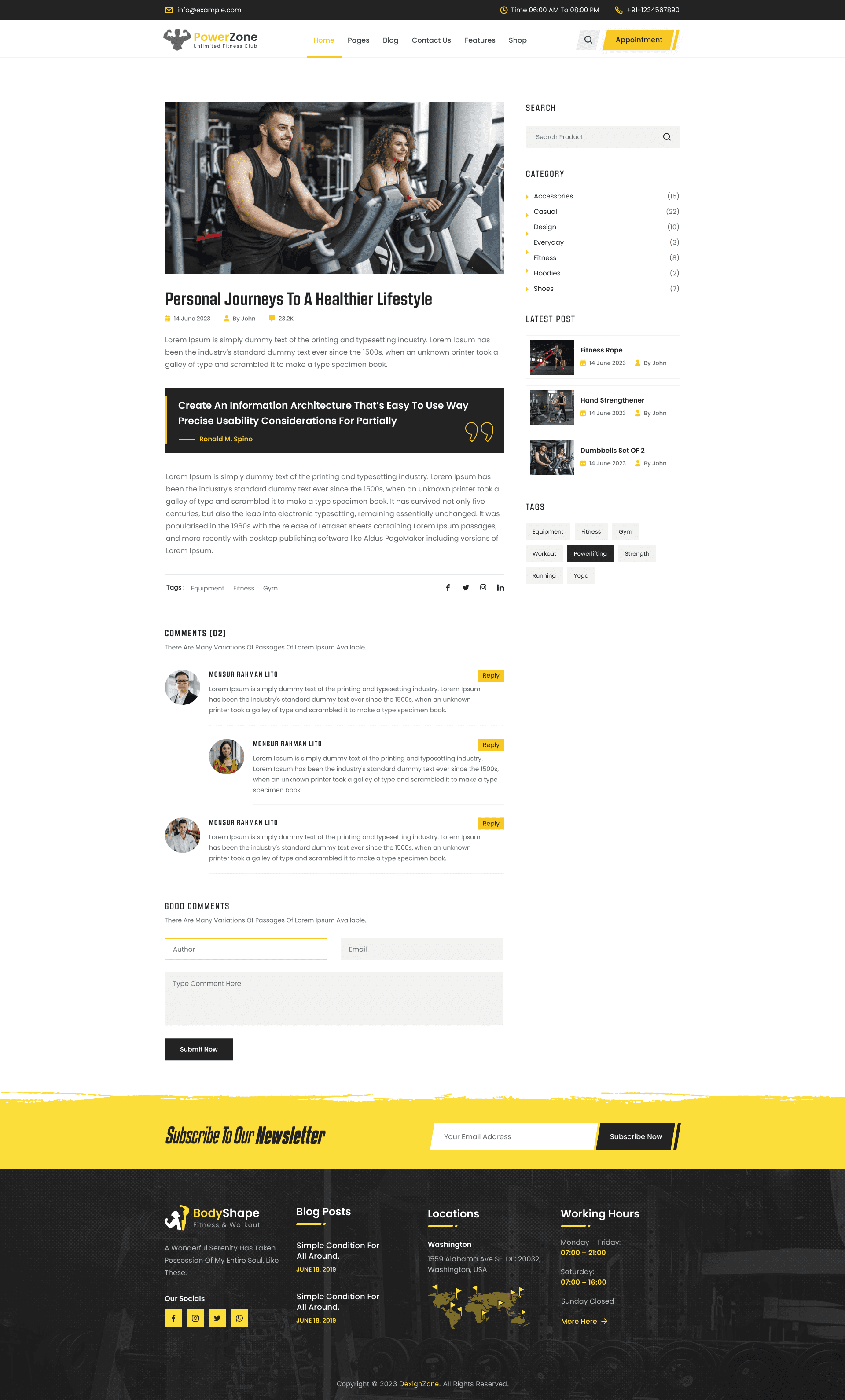 PowerZone - Fitness, Workout & Gym Figma Template by DexignZone ...