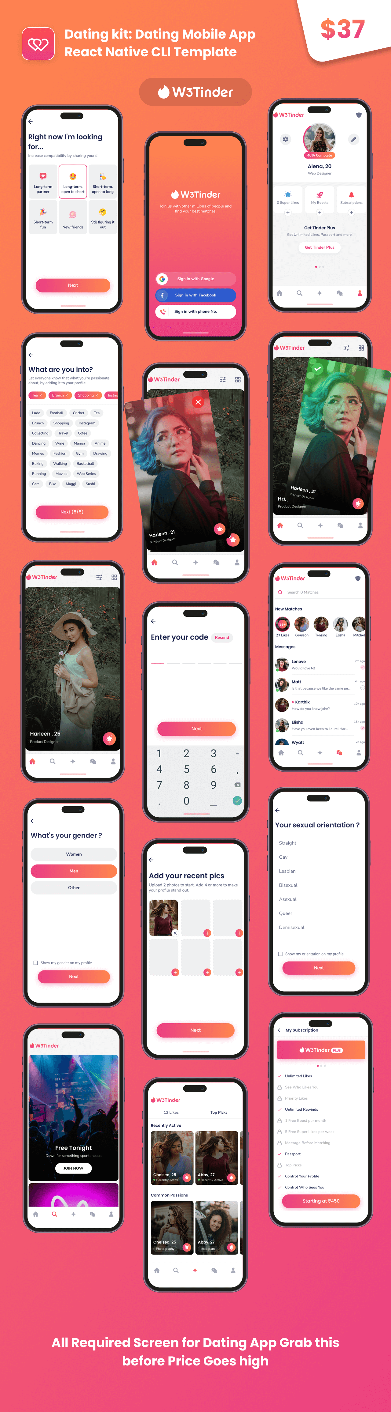 Dating Kit - React Native Dating Mobile App Template by DexignZone