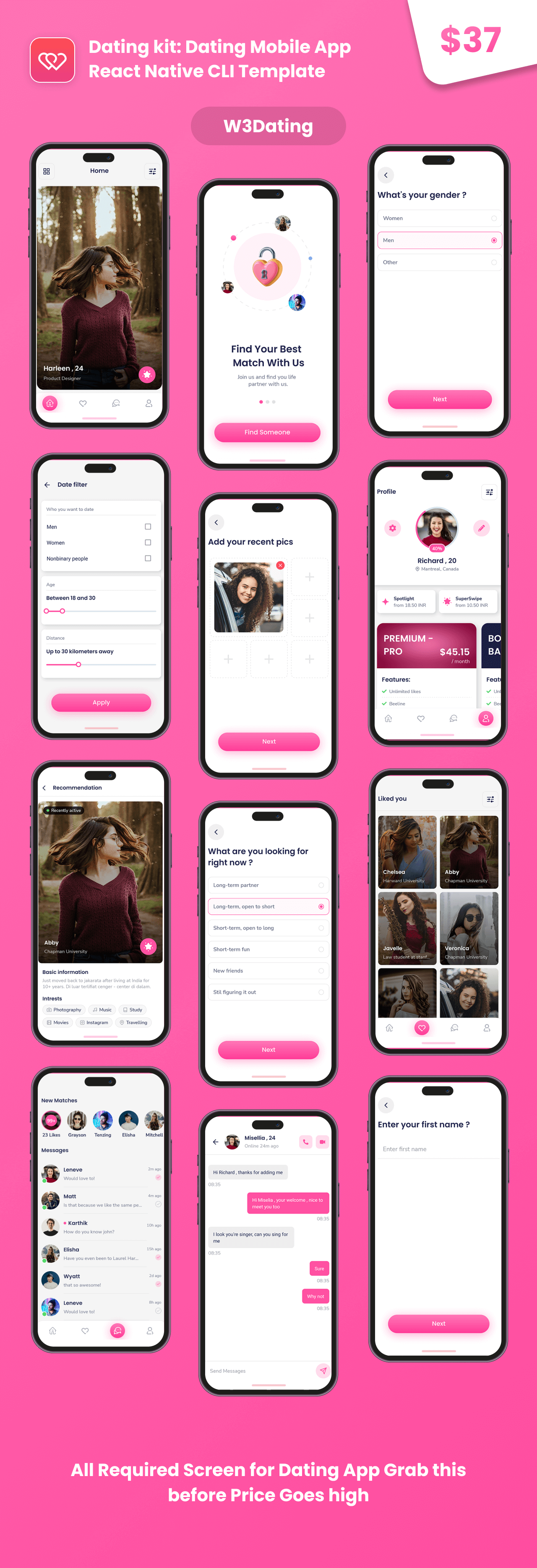 Dating Kit - React Native Dating Mobile App Template by DexignZone