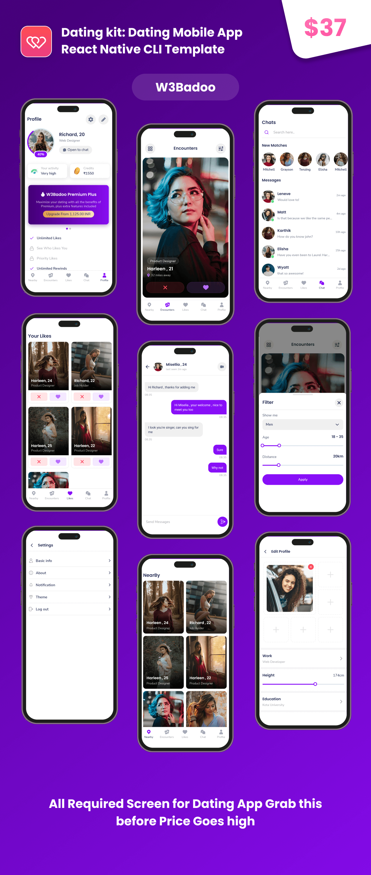 Dating Kit - React Native Dating Mobile App Template by DexignZone