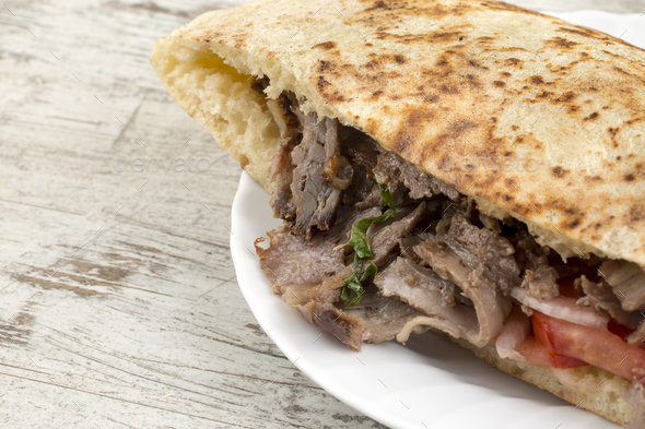 Traditional delicious Turkish foods; Doner kebab sandwich Stock Photo ...
