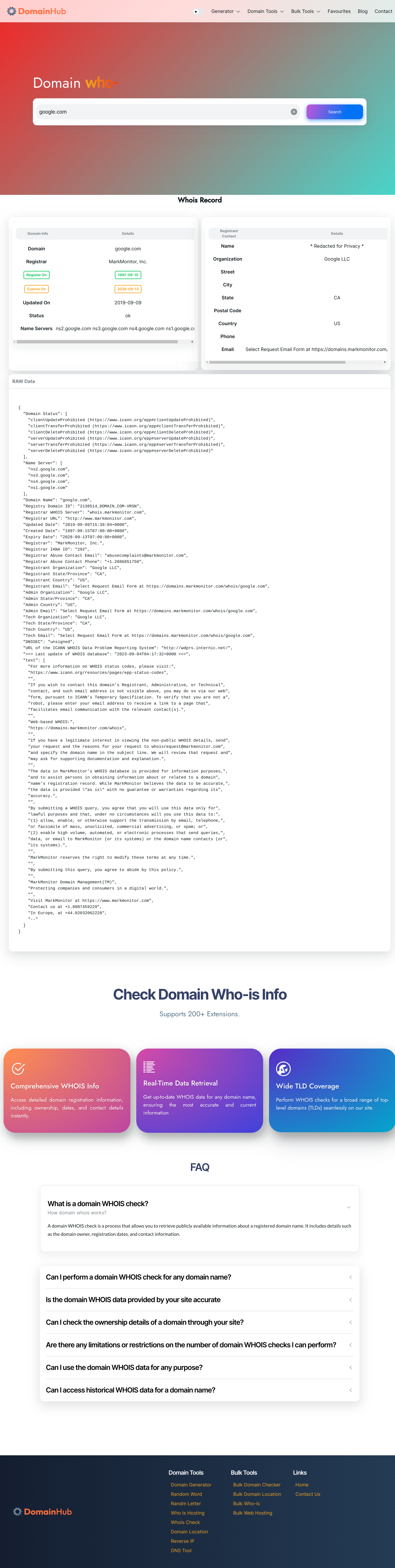 Domain Hub Domain Checker Ai Name Generator Who Is Hosting Whois Dns React Nextjs Tools