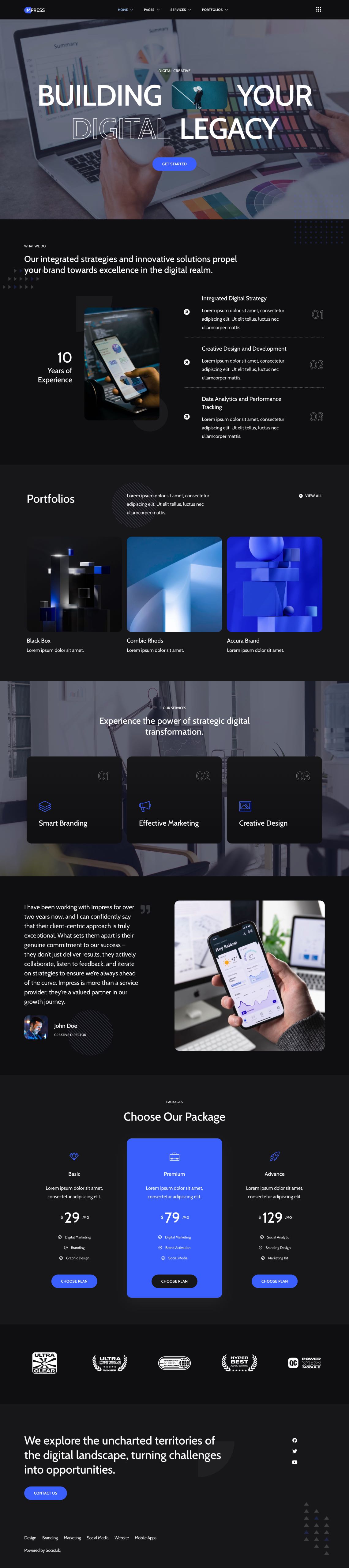 Impress - Digital Marketing Agency & Portfolios Elementor Template Kit ...