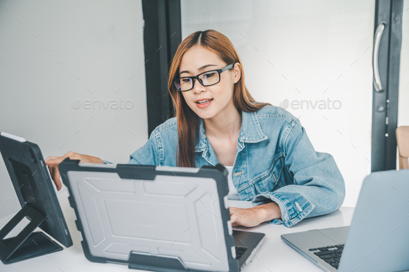 Female programmer working on coding, software development and web design Stock Photo by ...
