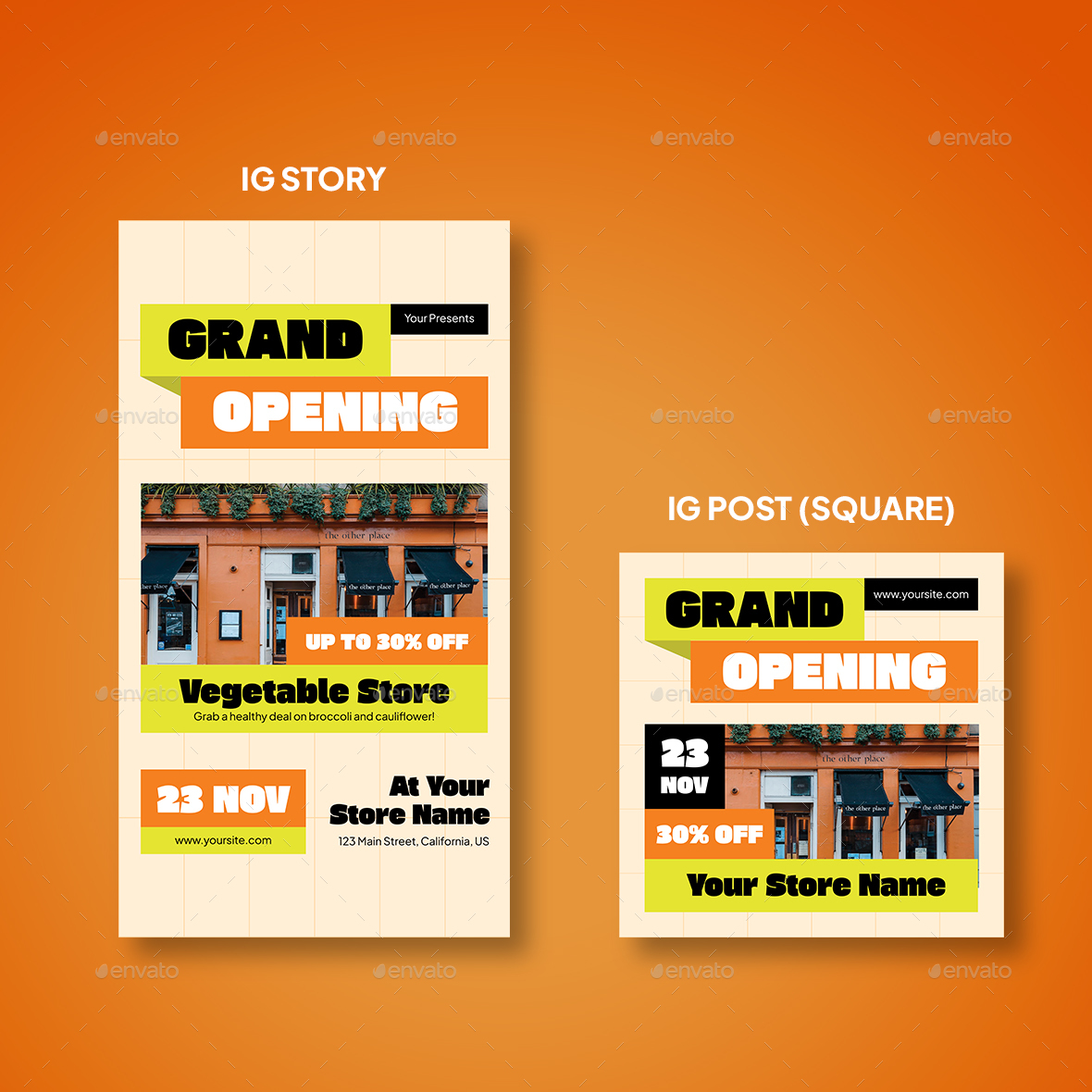 Vegetable Store Grand Opening Flyer Set, Print Templates | GraphicRiver