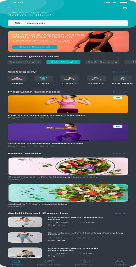 FitMeal ANDROID + IOS + FIGMA + XD | UI Kit | Flutter | Fitness & Meal ...