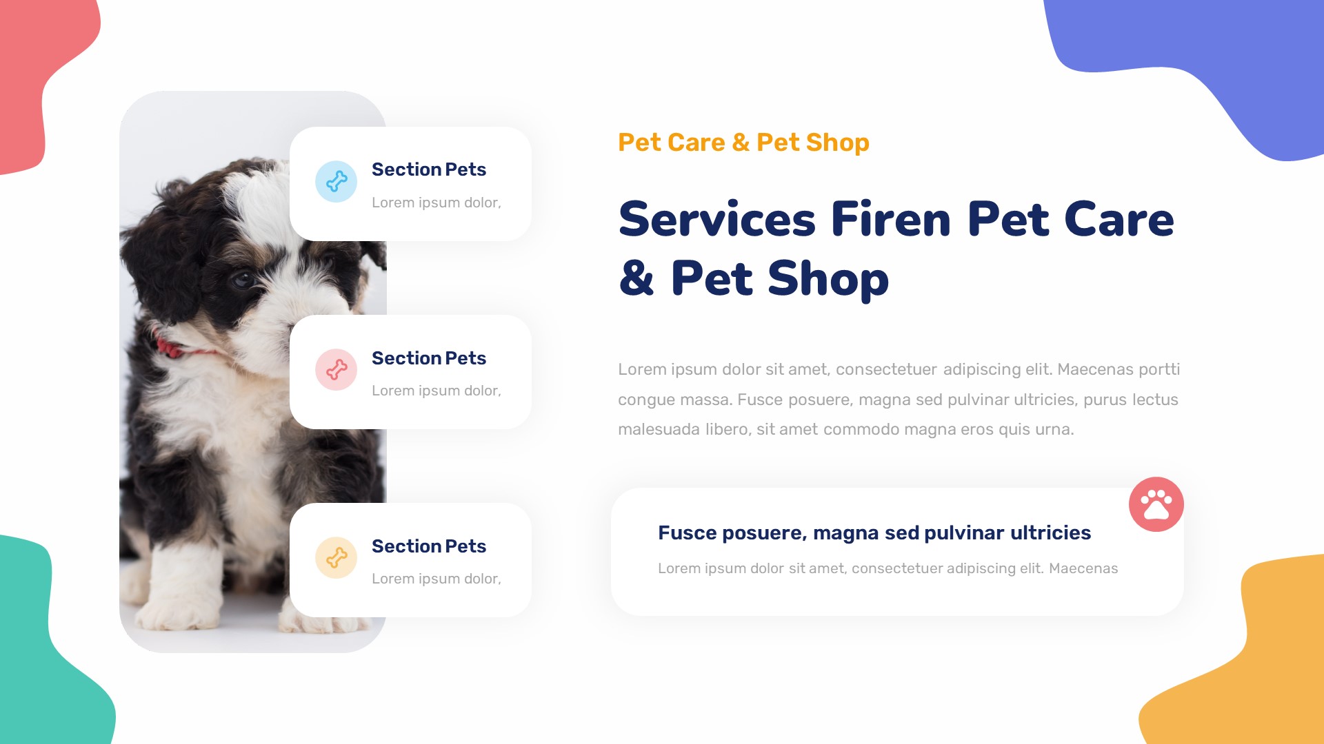 Firens - Pet Care & Pet Shop Powerpoint Template, Presentation Templates