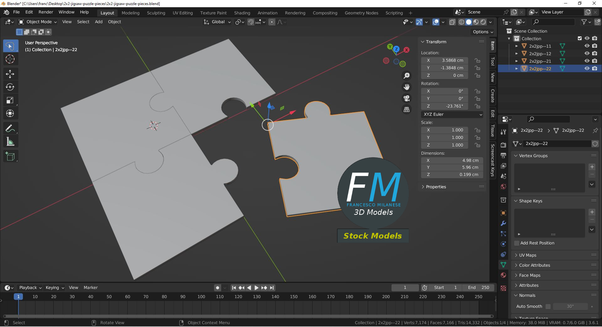 2x2 jigsaw puzzle pieces by FrancescoMilanese85 | 3DOcean