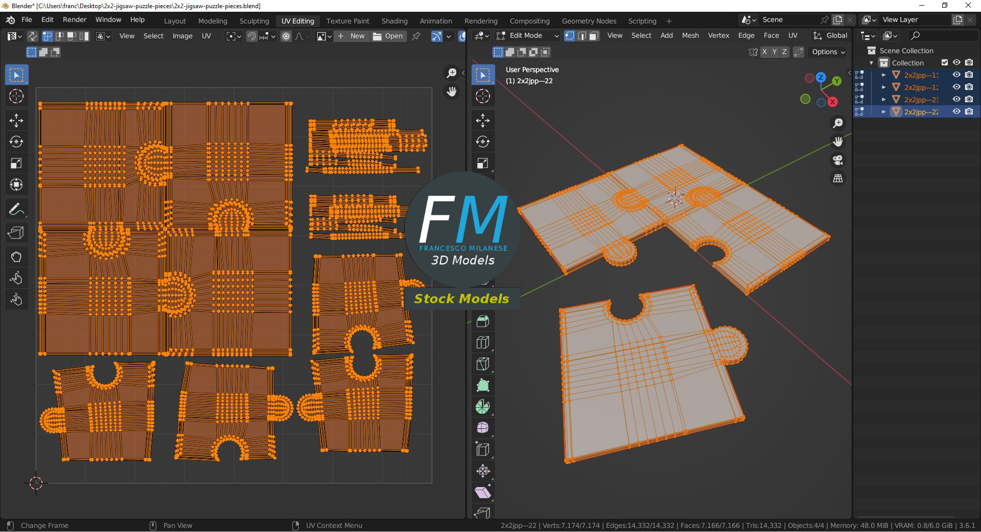 2x2 jigsaw puzzle pieces by FrancescoMilanese85 | 3DOcean