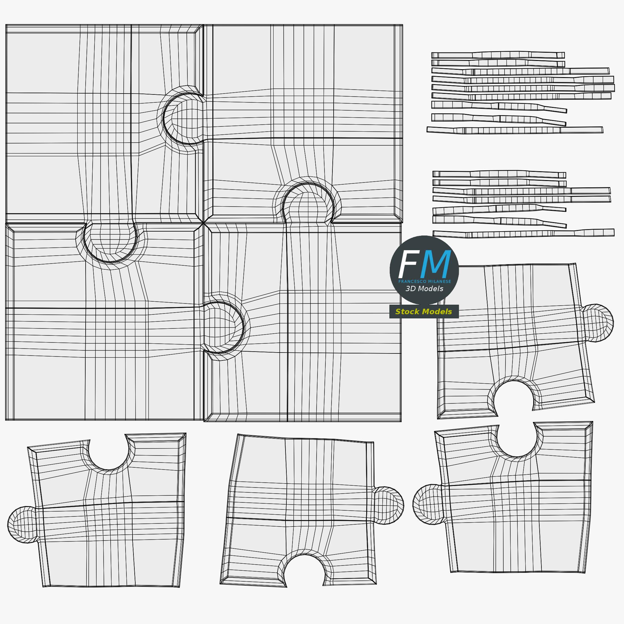 2x2 jigsaw puzzle pieces by FrancescoMilanese85 | 3DOcean