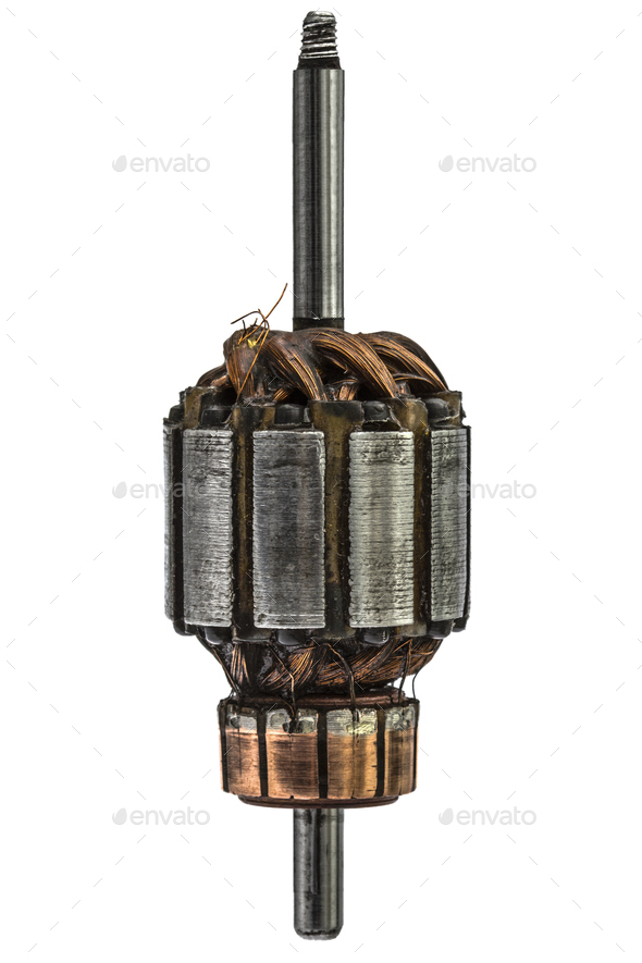 Old damaged rotor of electric motor, isolated on white background Stock ...