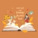 Cartoon Open Book with Autumn Leaves and Mushrooms, Vectors | GraphicRiver