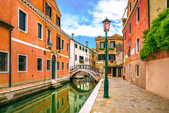 Venice cityscape, buildings, water canal and bridge. Italy Stock Photo ...