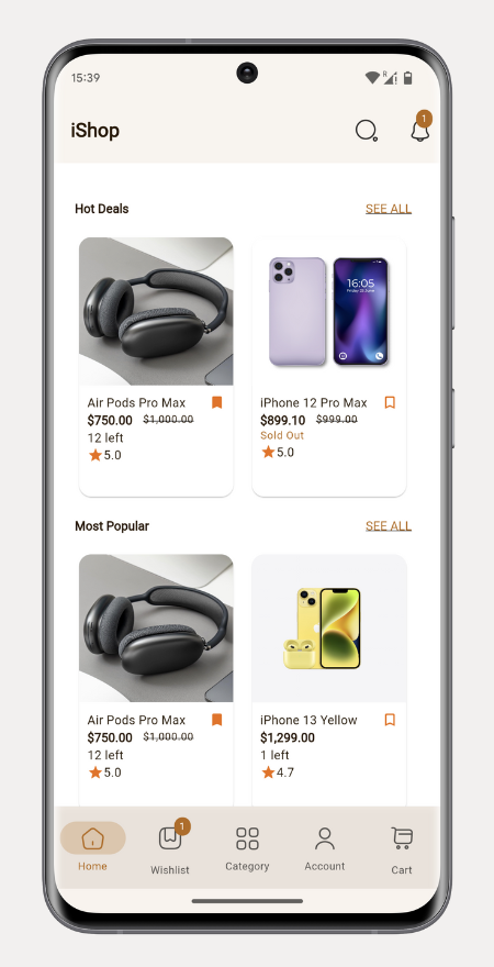 iShop - Functional Multi purpose e-commerce Flutter app by isaiascuvula
