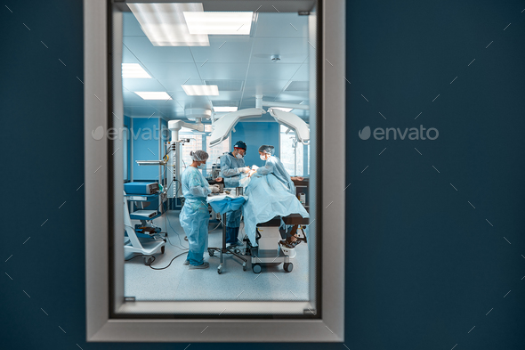 Behind the doors of the operating room, equipment and medical devices ...
