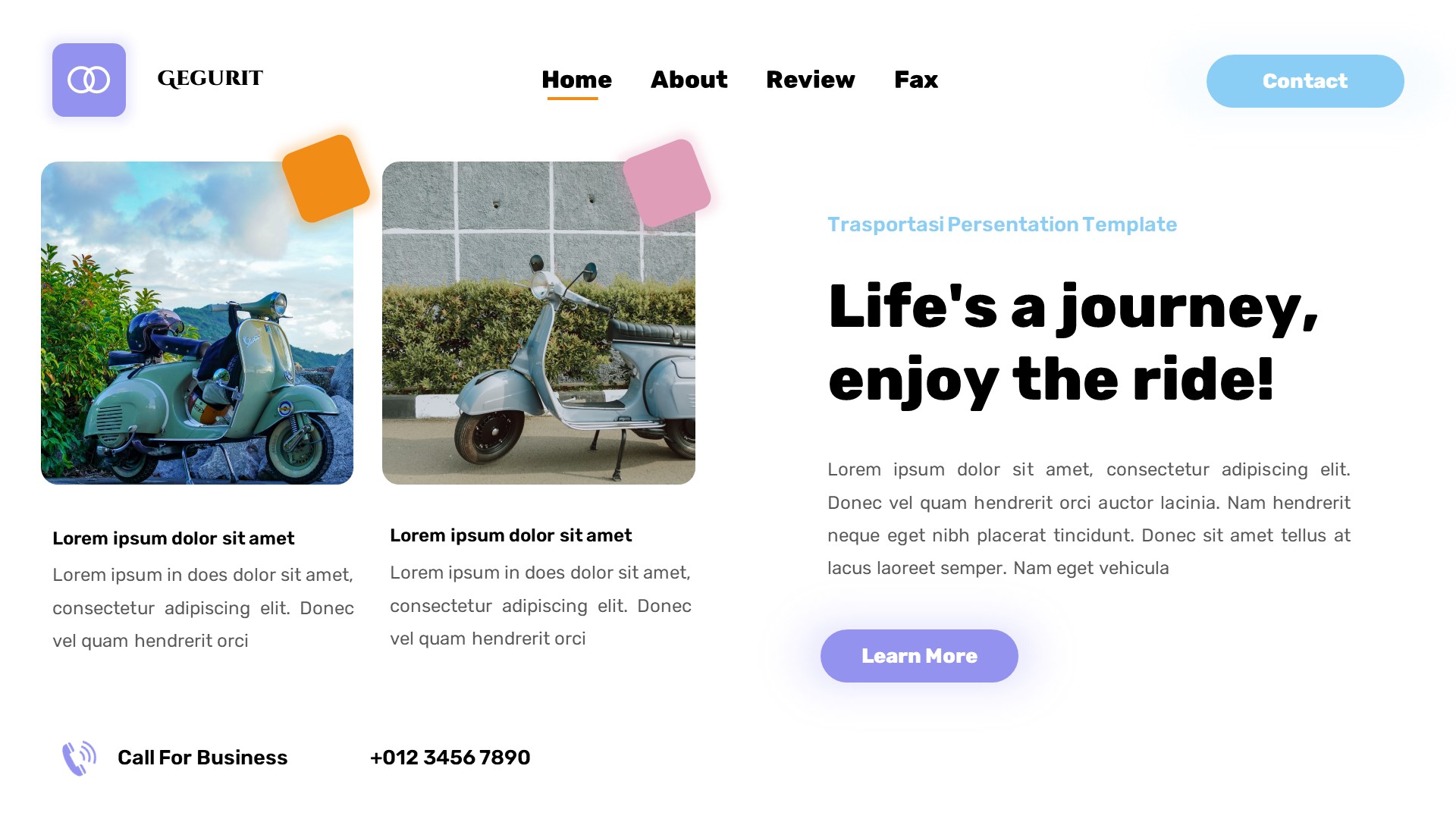 Gegurit - Scooter Motorcycle Powerpoint Template, Presentation Templates