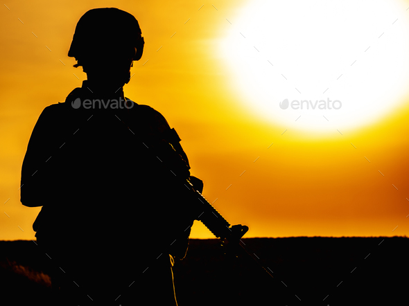 Soldier at sunset Stock Photo by Getmilitaryphotos | PhotoDune