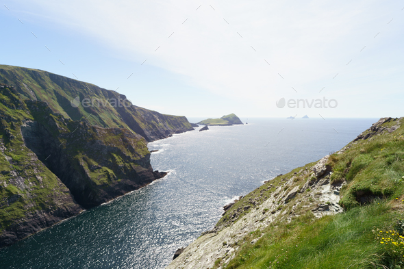 Majestic Irish Cliffs: Illuminated Beauty of Azure Sky, Pristine Ocean ...