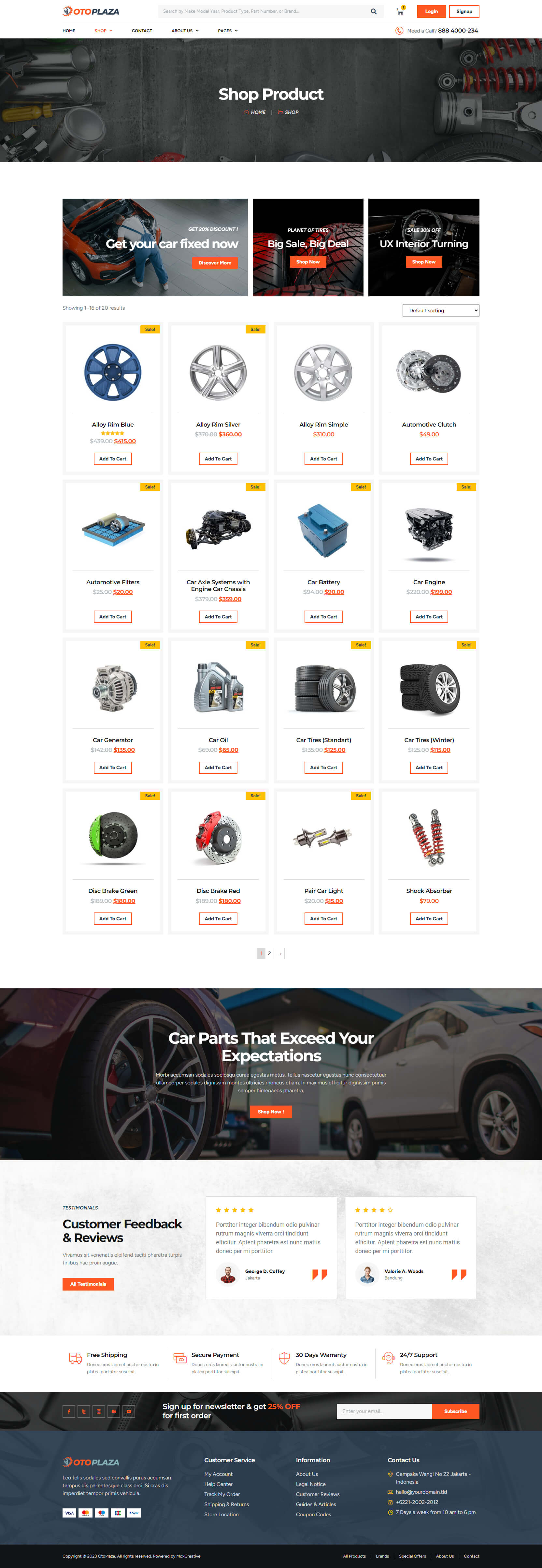 OtoPlaza - Auto Parts Store & Accessories Elementor Pro Template Kit by ...