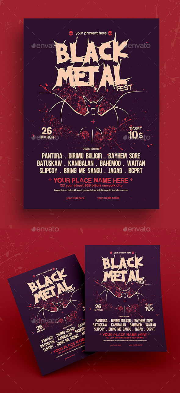 Black Metal Fest Flyer, Print Templates | GraphicRiver