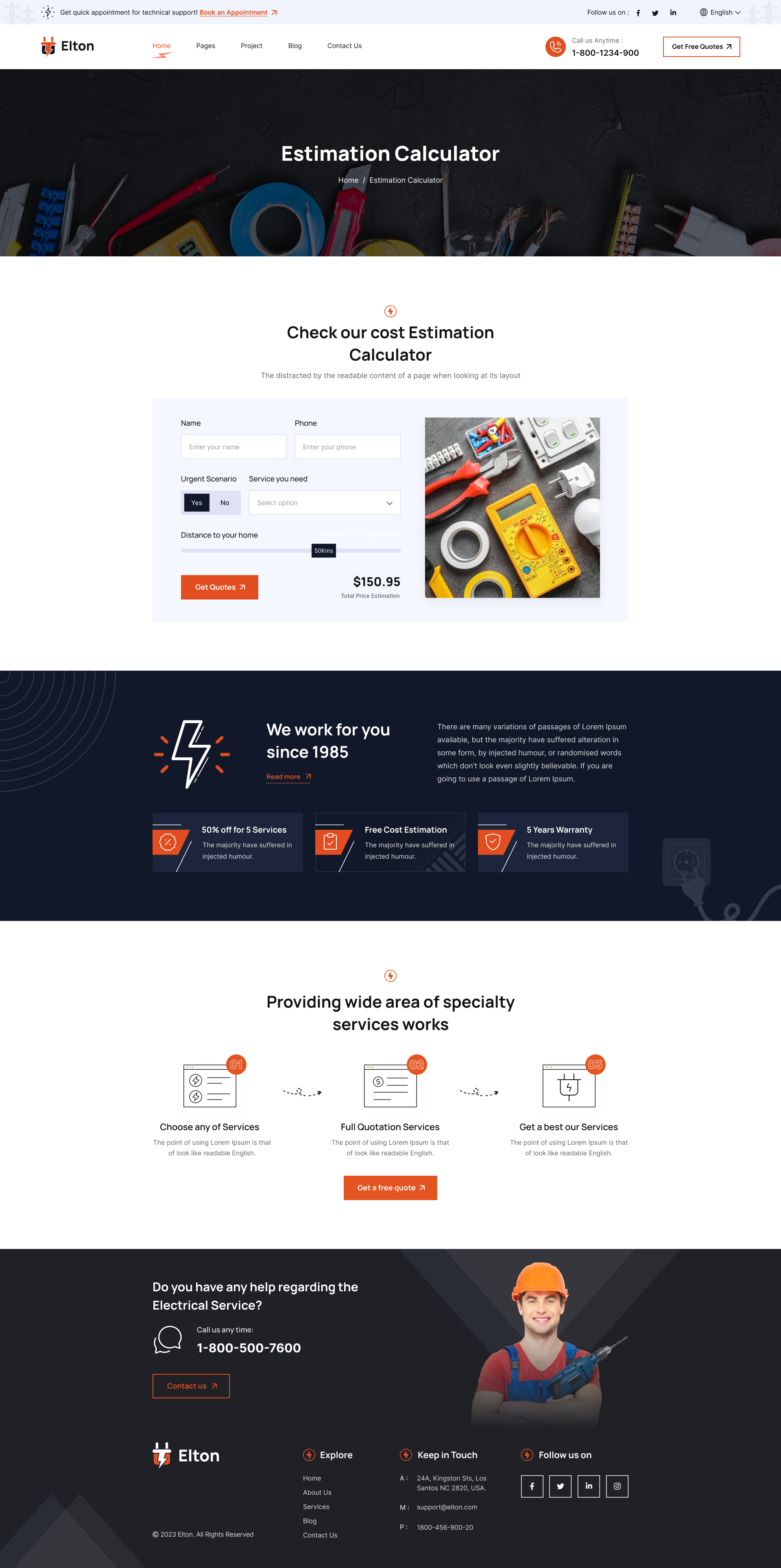 Elton - Electrician Figma Template by WowPixelTheme | ThemeForest