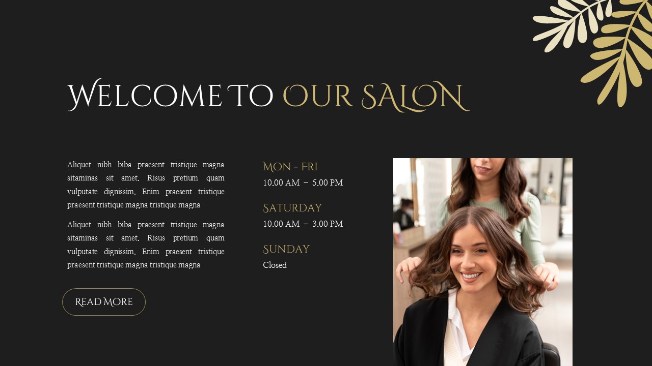 Black Clean Aesthetic Hair Salon PowerPoint Template, Presentation ...