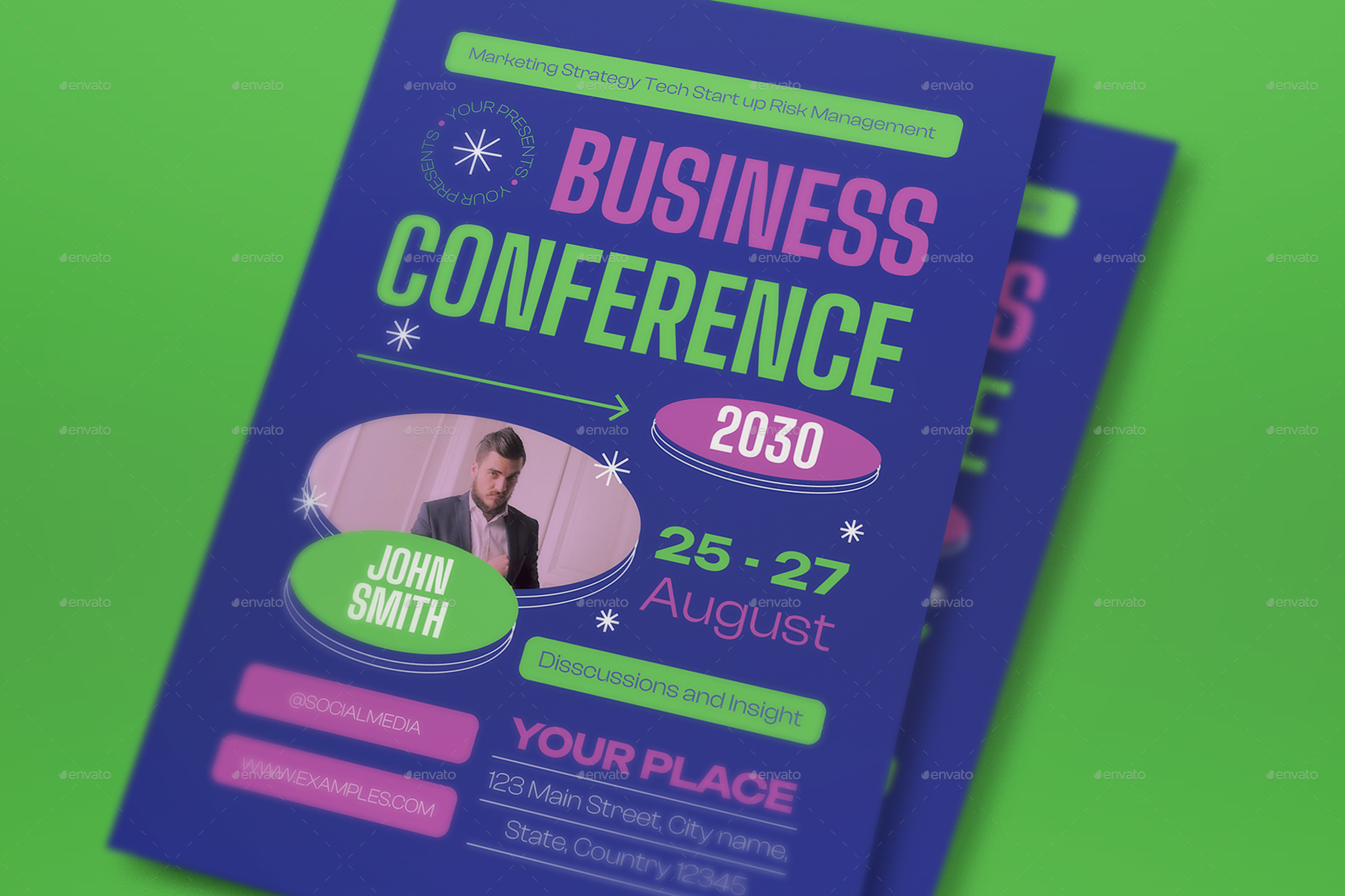Blue AntiDesign Business Conference Flyer Set, Print Templates ...