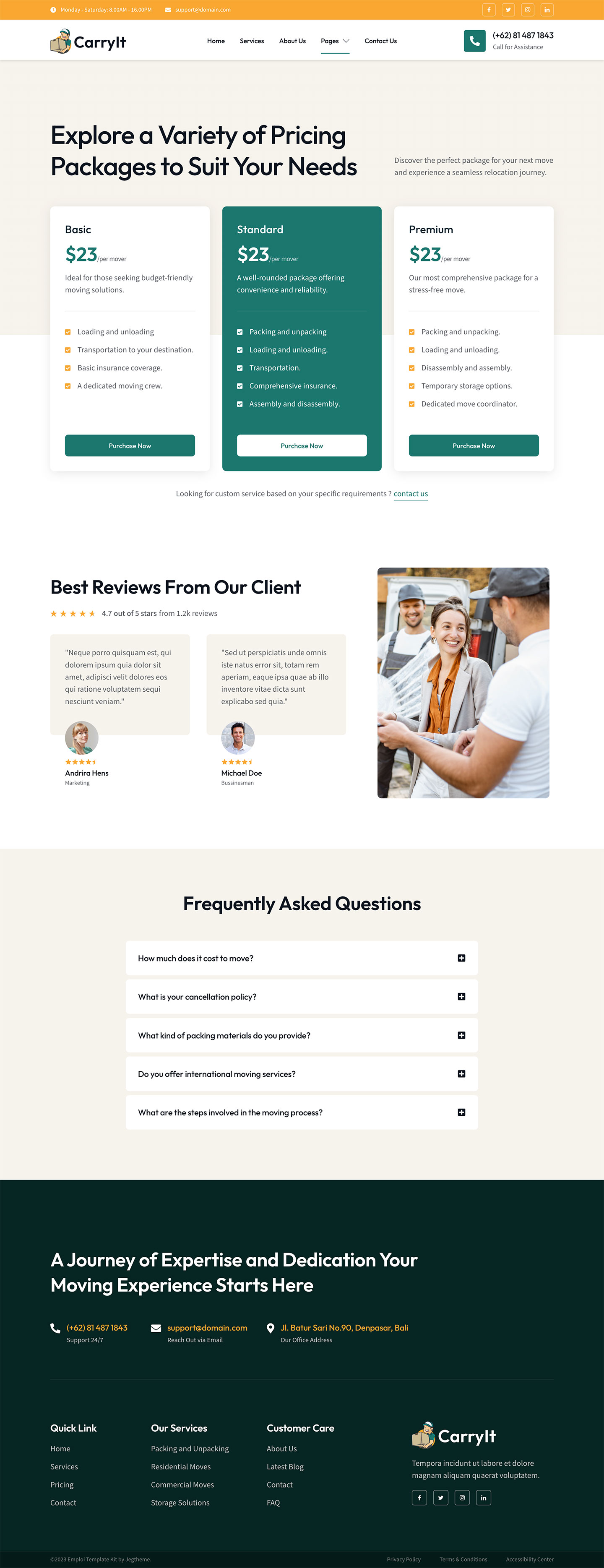 CarryIt – Moving & Logistics Company Elementor Template Kit by jegtheme