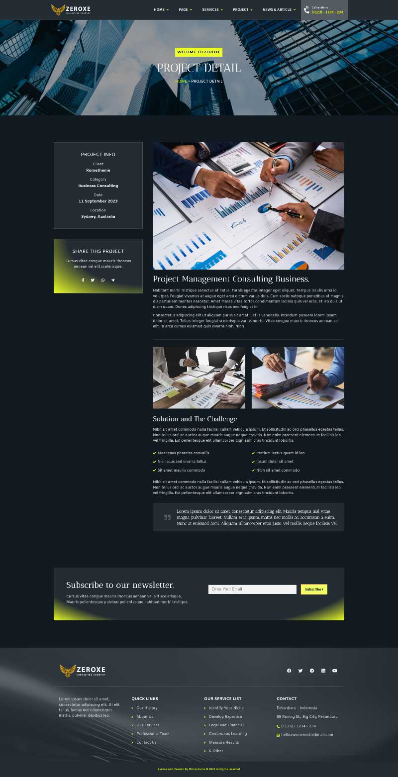Zeroxe - Consulting Company Profile Elementor Template Kit by Rometheme