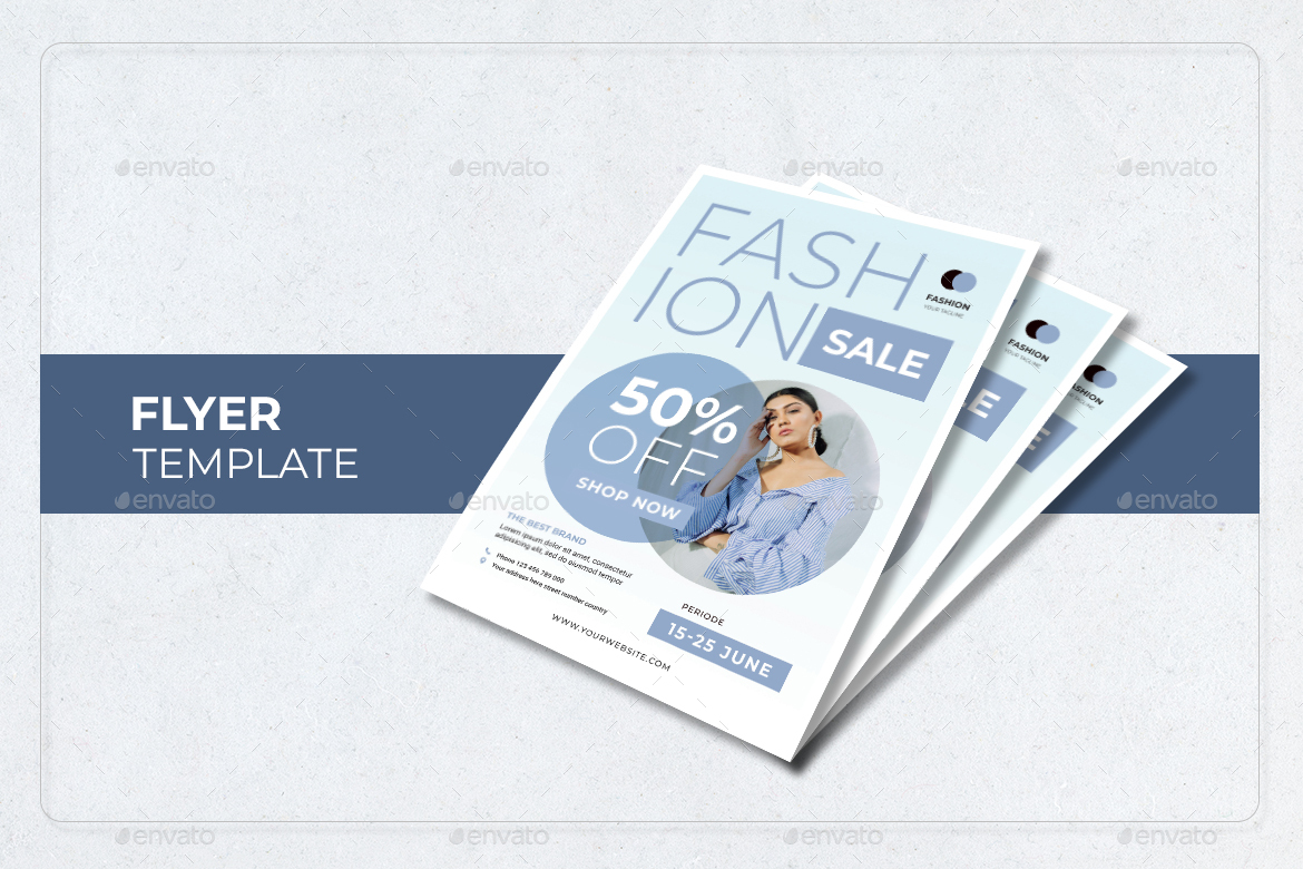 Fashion Sale Blue Clean Design Flyer, Print Templates | GraphicRiver