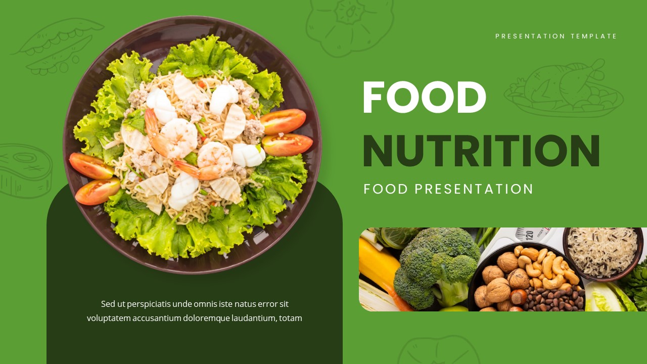 Green Fresh Nutrition Balance PowerPoint Template, Presentation Templates