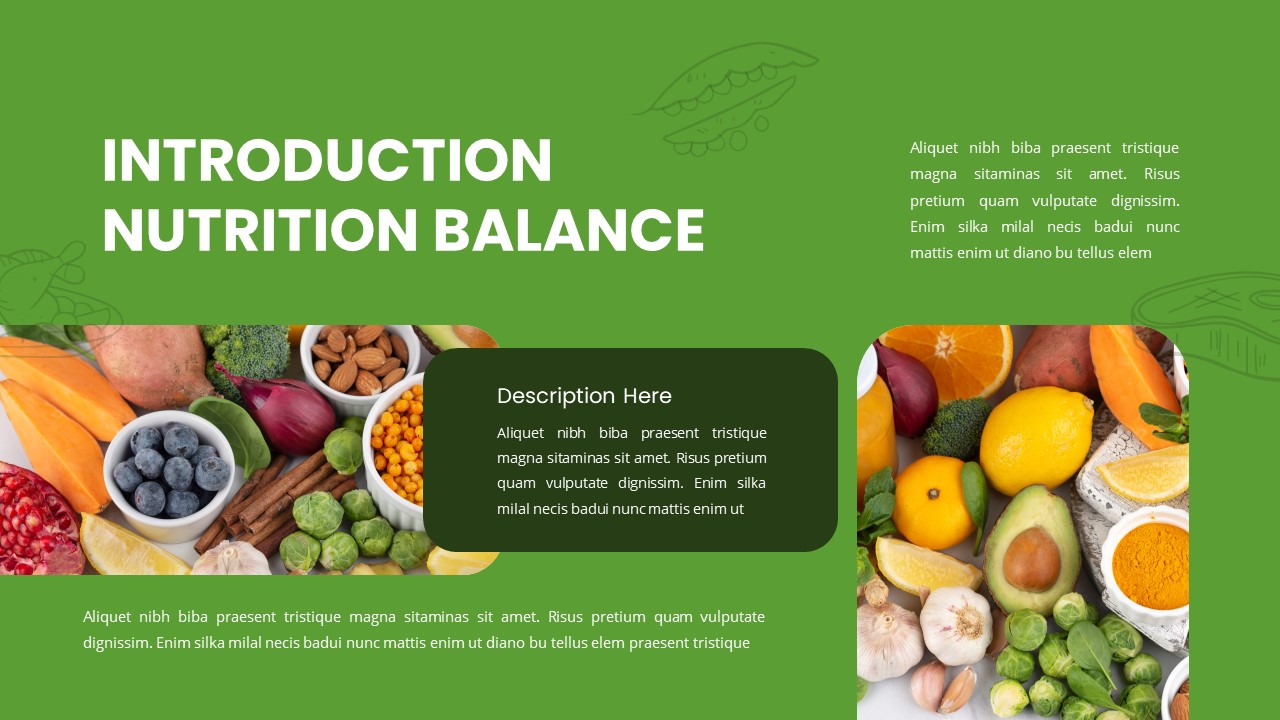 Green Fresh Nutrition Balance PowerPoint Template, Presentation Templates