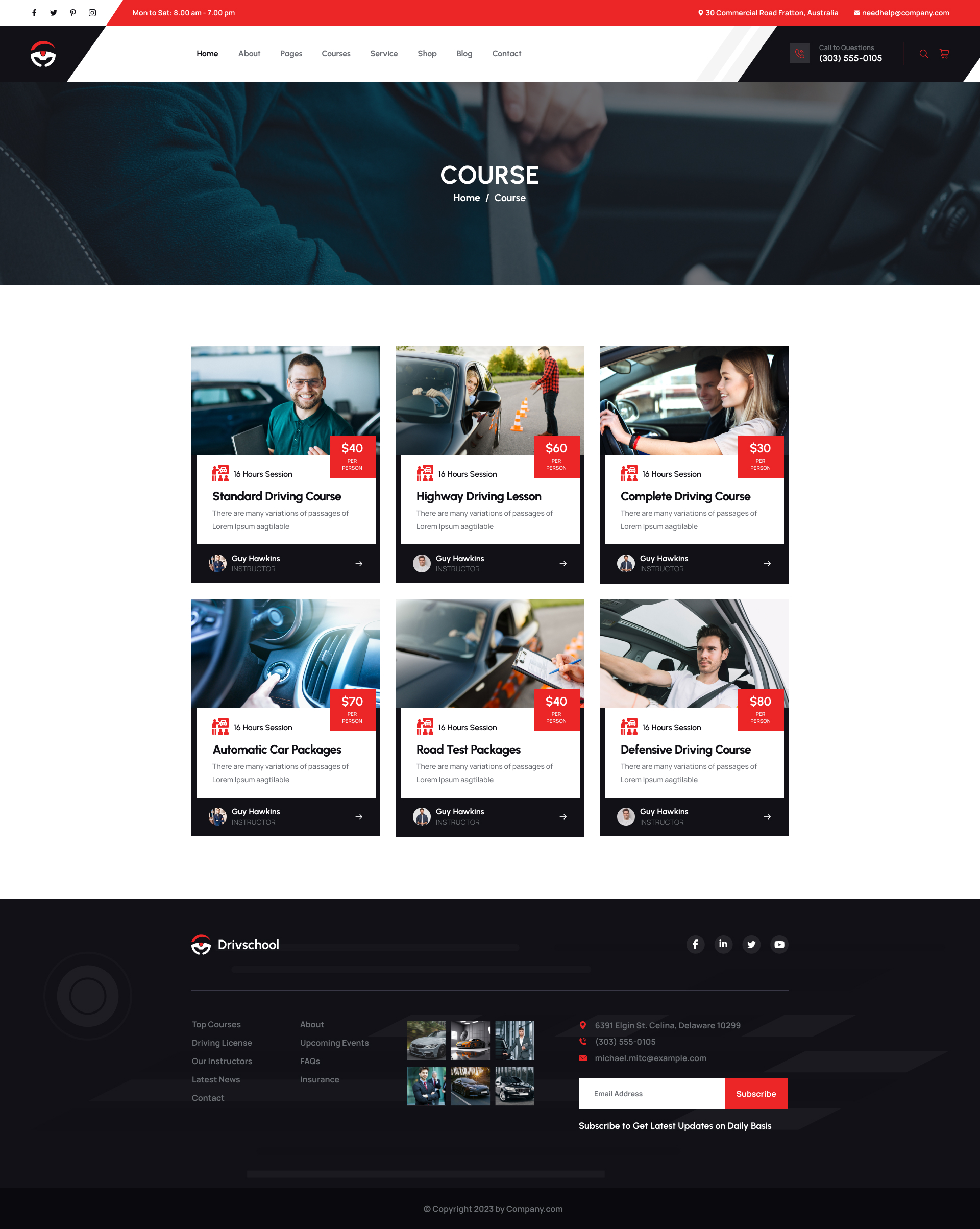 Drivschol - Driving School Figma Template by Pixydrops | ThemeForest