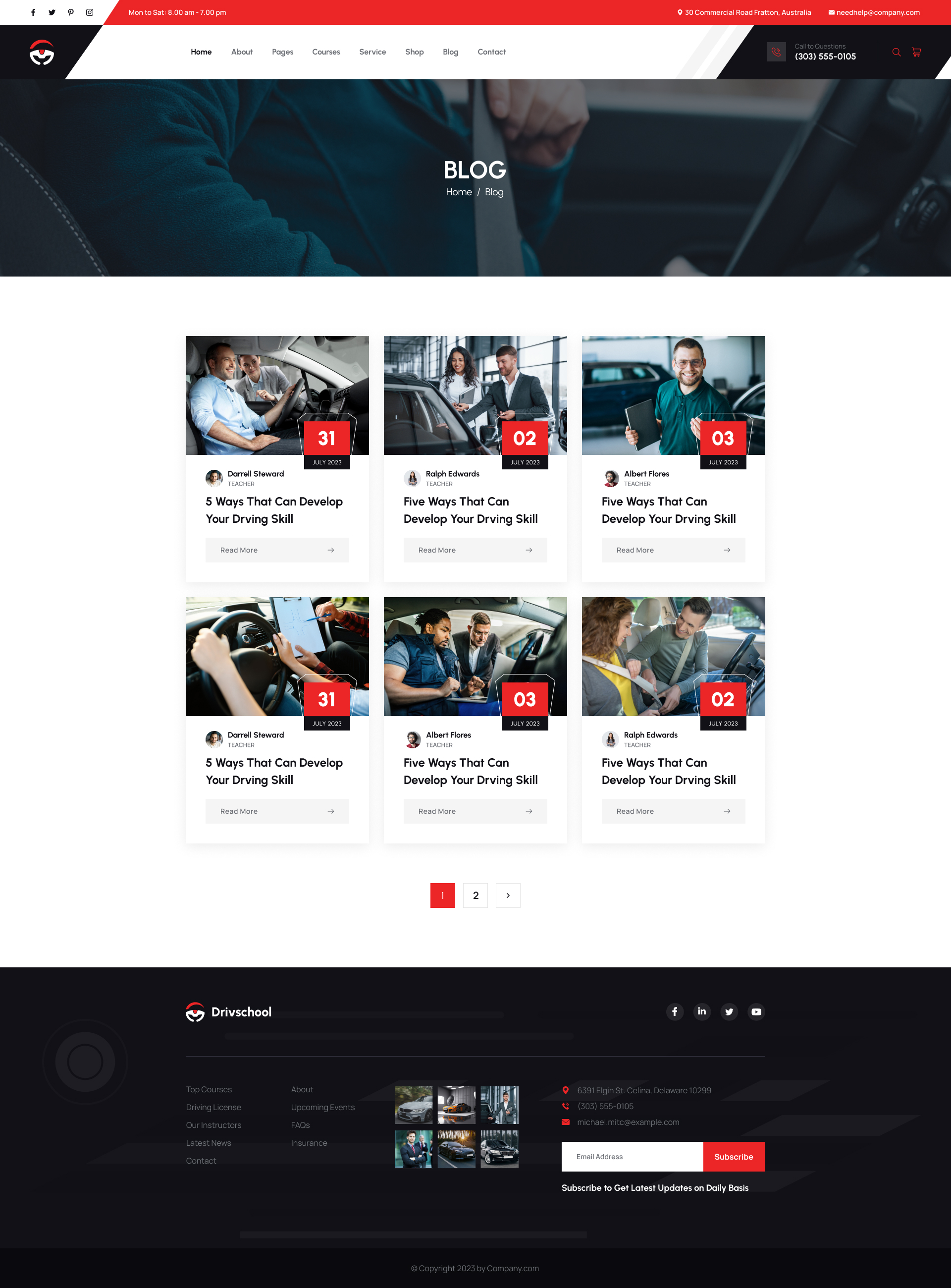 Drivschol - Driving School Figma Template by Pixydrops | ThemeForest