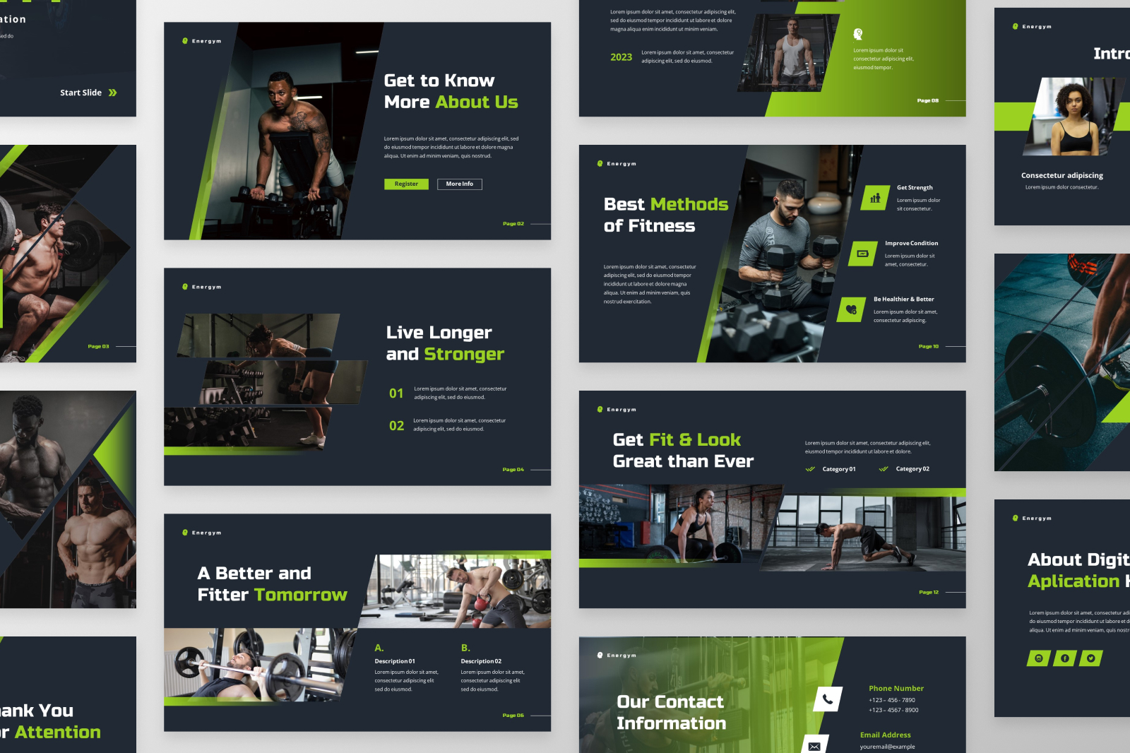 Energym - Gym & Fitness PowerPoint Template, Presentation Templates