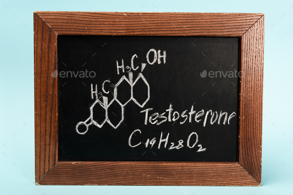 Formula of testosterone on blackboard on blue background Stock Photo by ...