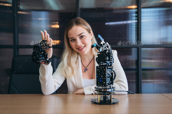 College Students research inventions robotics and robot arm ...