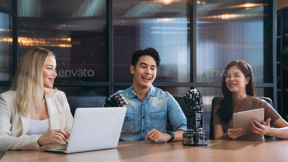 College Students research inventions robotics and robot arm ...