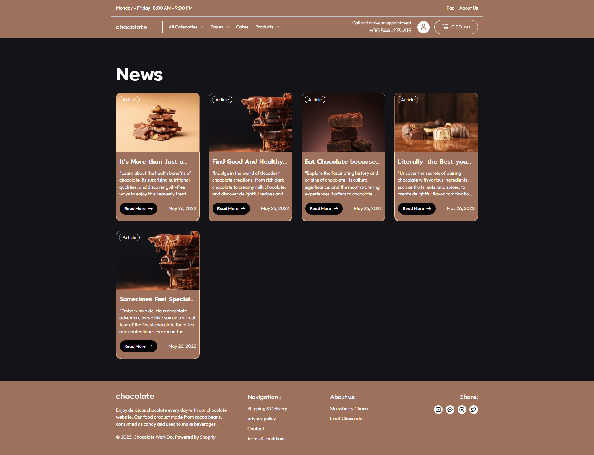 Chocolate - Shopify 2.0 Cake Shop Theme by RajodiyaInfotech | ThemeForest