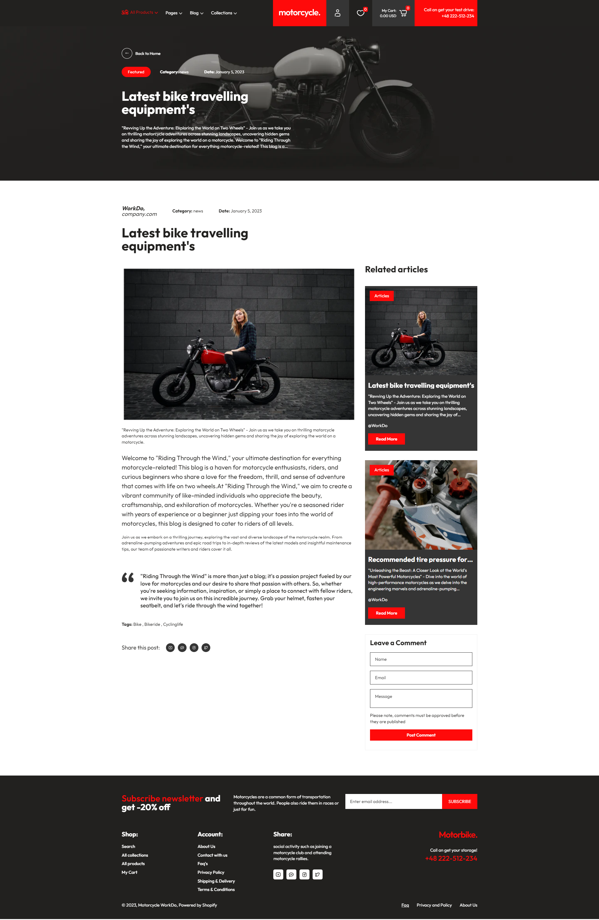 Motorcycle - Shopify 2.0 Bike eCommerce Theme by RajodiyaInfotech ...