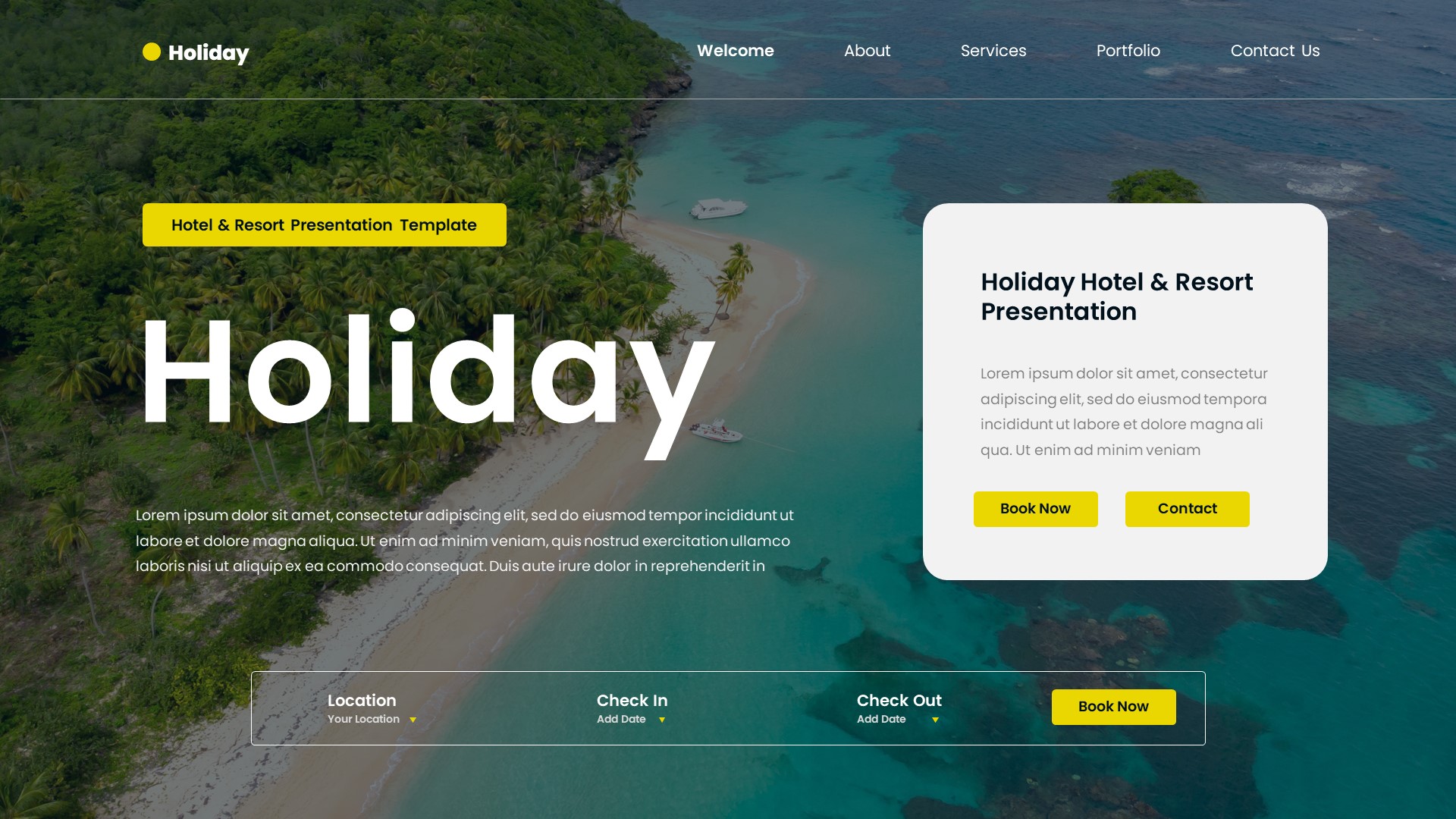 Holiday - Hotel & Resort Powerpoint Template, Presentation Templates