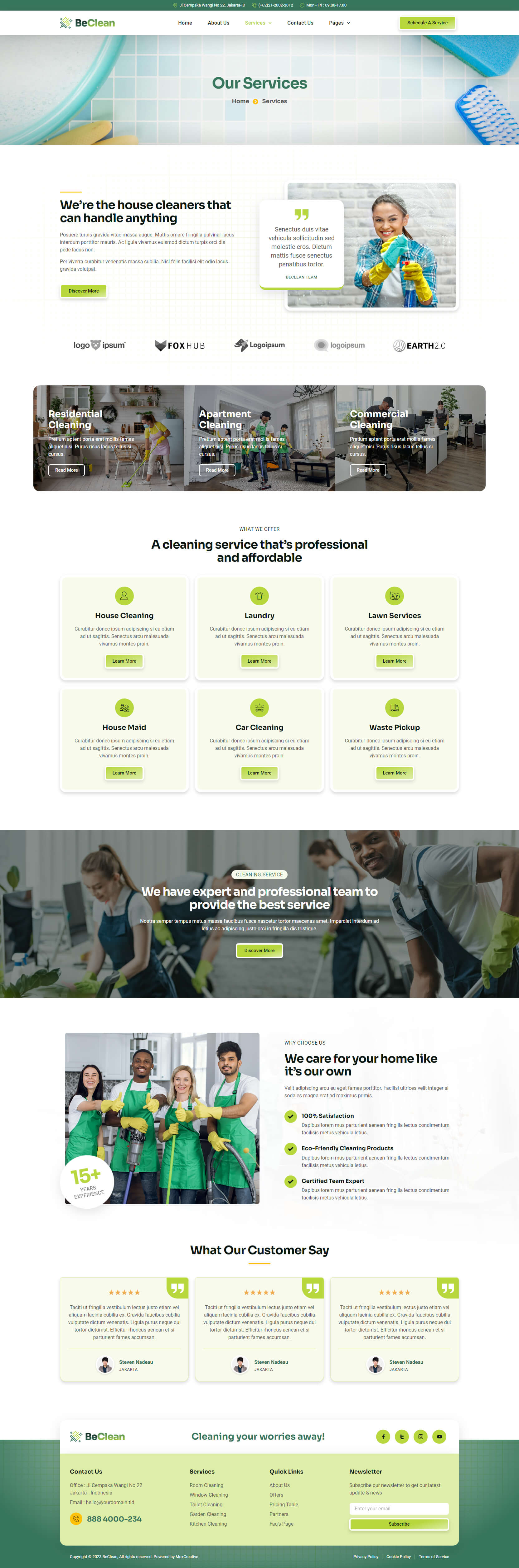 BeClean - Cleaning Service Company Elementor Pro Template Kit by moxcreative