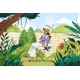 Woman Having Rest in Garden Outdoors, Vectors | GraphicRiver