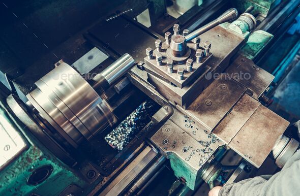 Metalworking Lathe Machine Tool Closeup Stock Photo by wirestock ...