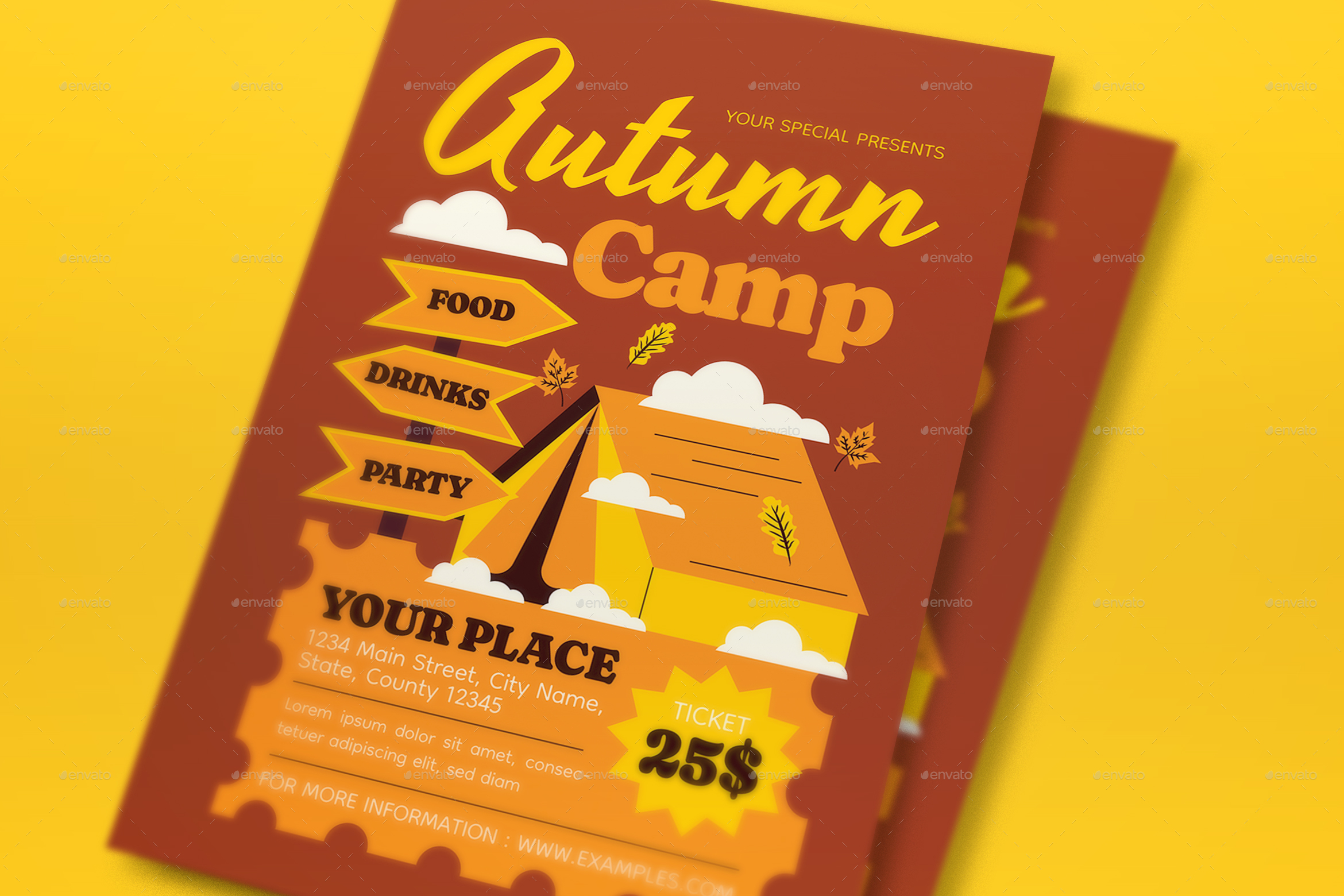 Brown Flat Design Autumn Camp Flyer Set, Print Templates | GraphicRiver