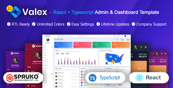 Valex – React TypeScript Admin & Dashboard Template by SPRUKO | ThemeForest