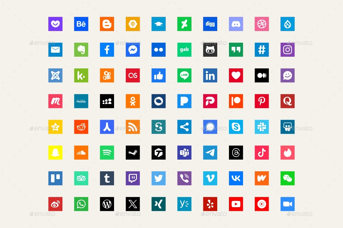 Social Media Icons Bundle, Icons | GraphicRiver